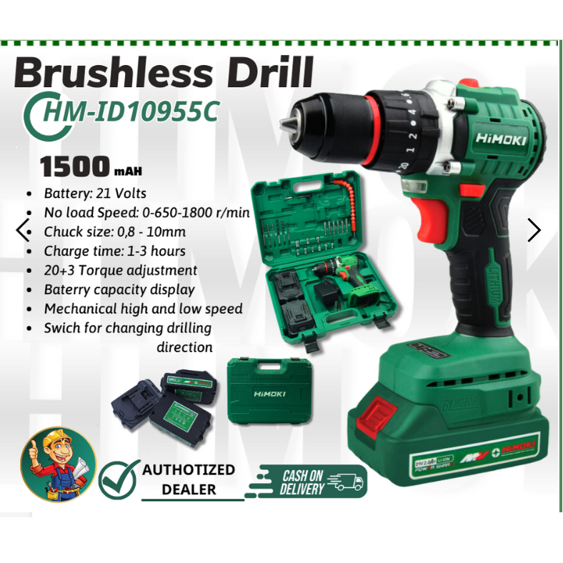 Máy Khoan Pin HIMOKI 21V Pin 5 Cell 3 Chức Năng: Khoan thường, Bắn vít ...