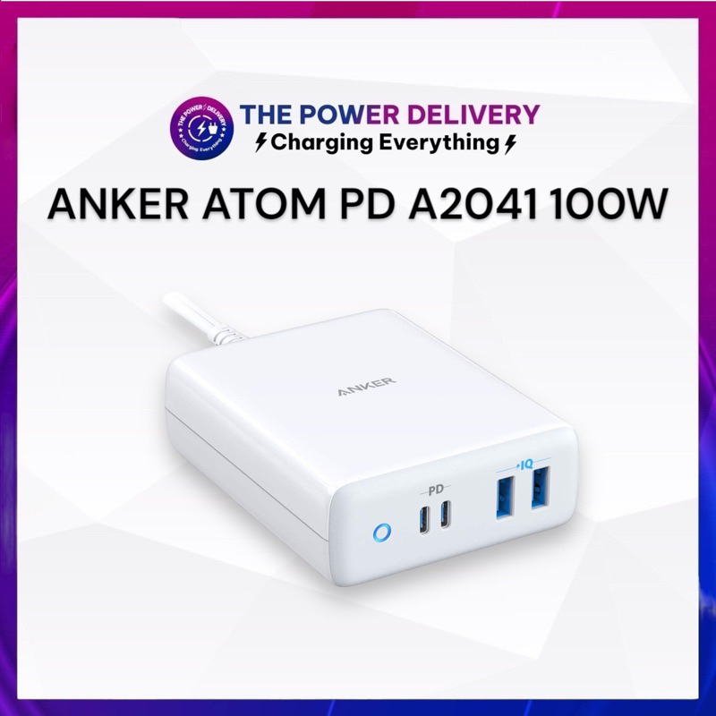 Bộ sạc nhanh ANKER A2041 PowerPort Atom PD 4 100W (2 PD & 2 PIQ) có LED ...