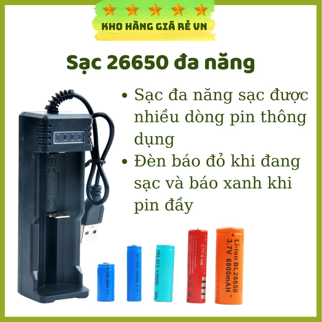Bộ sạc pin đa năng 26650 16650 16500 14500 điện áp 3,7v có tự ngắt cổng ...