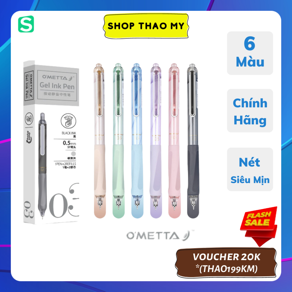 Bút Bi Bút Gel Mực Nước Màu Đen OMETTA 0.5 Nhanh Khô Phù Hợp Cho Học ...