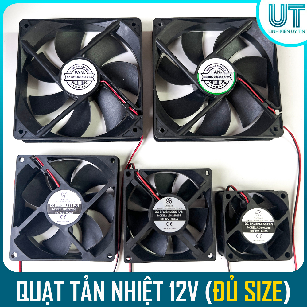 Quạt tản nhiệt 12V BRUSHLESS CHÍNH HÃNG - đủ kích cỡ 4cm 6cm 8cm 9cm 12cm | Shopee Việt Nam