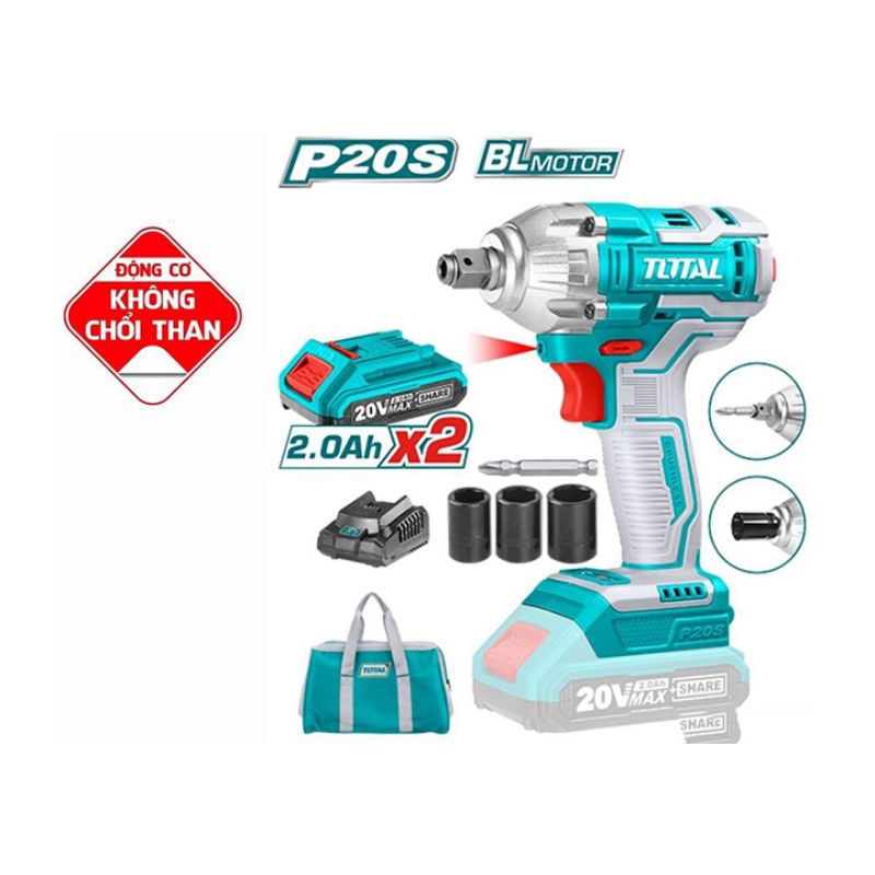 MÁY SIẾT VÍT VÀ SIẾT BULOONG TOTAL 20V CHUYÊN DÙNG MODEL: TIWLI20208 ...