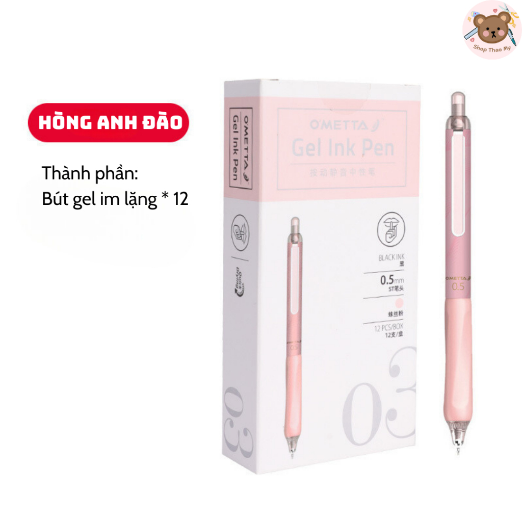 Bút Bi Bút Gel Mực Nước Màu Đen OMETTA 0.5 Nhanh Khô Phù Hợp Cho Học ...