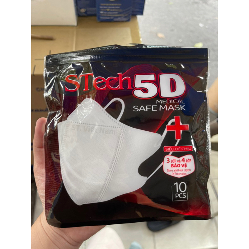 Khẩu trang 5D STech ( 4 lớp ) 100 cái - màu trắng | Shopee Việt Nam