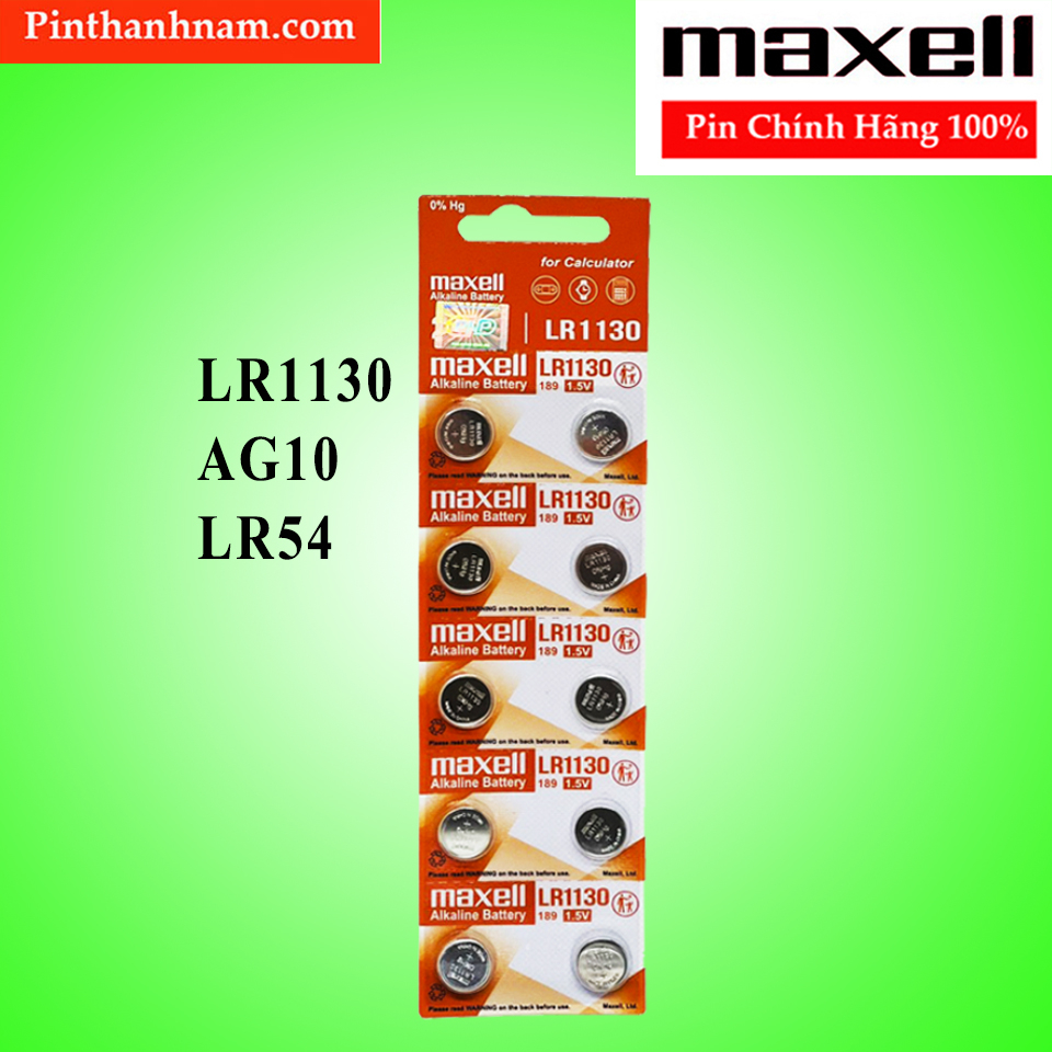 Pin LR1130 AG10 LR54 Maxell Vỉ 10 Viên Chính Hãng Thay Máy Tính Casio ...