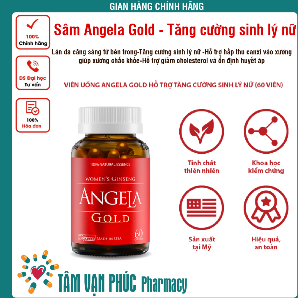 [CHÍNH HÃNG TÍCH ĐIỂM ] Sâm Angela Gold - Tăng cường sinh lý nữ - lọ 60 ...