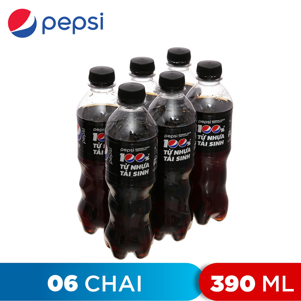 LỐC 6 CHAI NƯỚC NGỌT KHÔNG CALO ZERO CALORIES PEPSI 390ML | Shopee Việt Nam