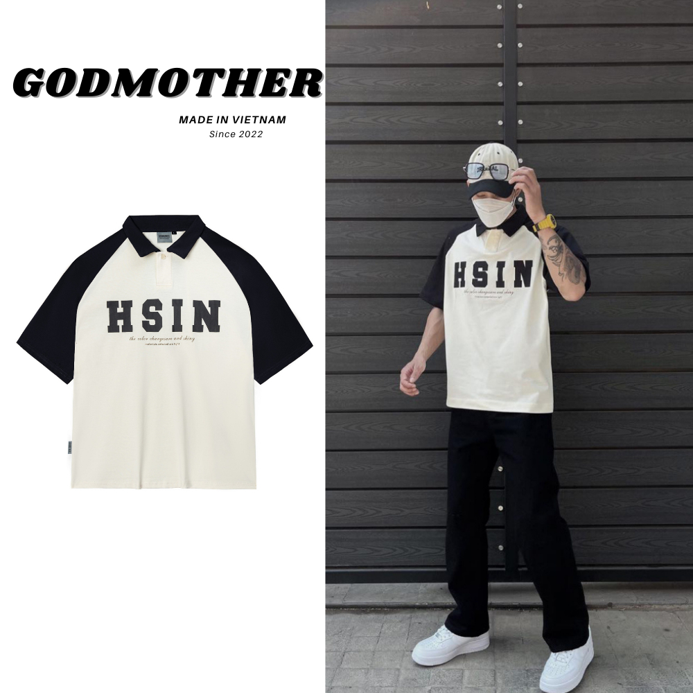 Áo Polo Nam Tay Phối HSIN 100% Cotton Cao Cấp 250GSM Godmother | Shopee ...