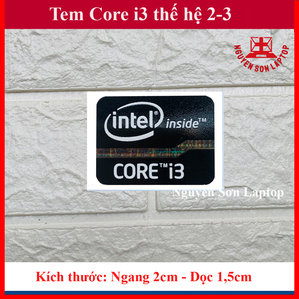 Sticker Core i3 Thế Hệ 2 -3 màu Đen Tem dán trang trí máy tính, Laptop ...