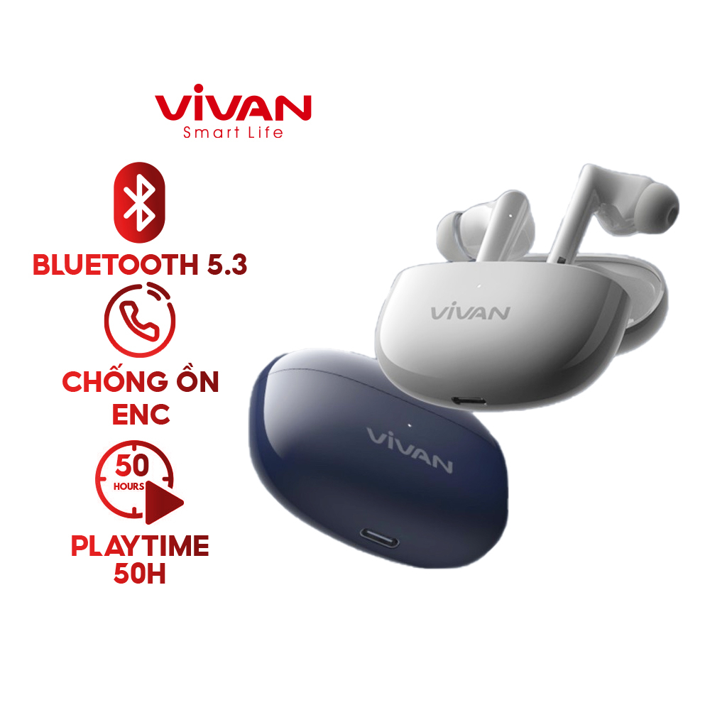 Tai Nghe Bluetooth VIVAN Liberty T220Plus 2 Màu Midnight/ White 4 Mic ...