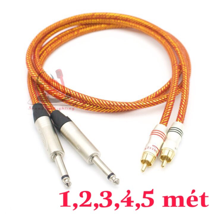 Dây tín hiệu giắc 6ly chuyển av 02 dây, jack 6mm, Jack RCA, Dây AV 1 ...