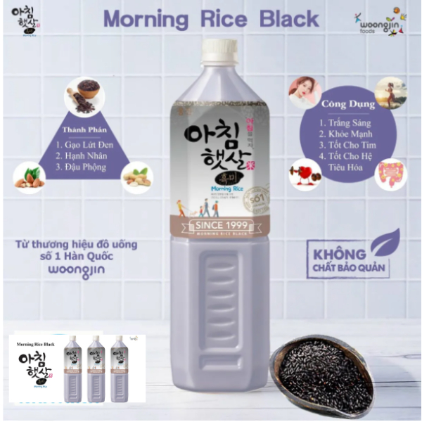 Nước Gạo Lứt Đen (Morning rice black) Woongjin Hàn Quốc 1500ml | Shopee ...