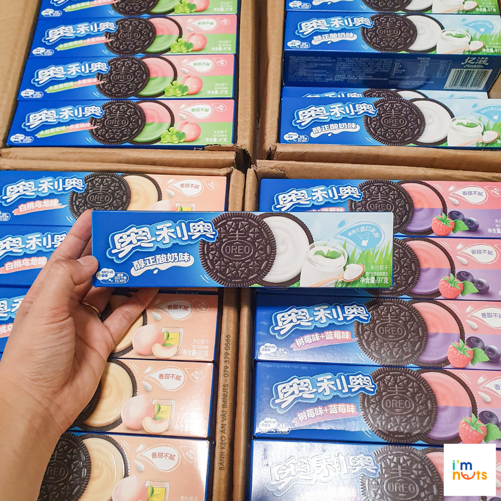 Bánh Oreo nhân kem hộp 97g x 2 túi vị Đào, Đào Nho, Sữa chua, Dâu Việt quất | Shopee Việt Nam