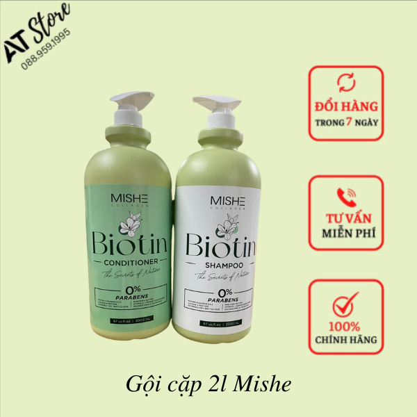 CẶP GỘI XẢ MISHE BIONTIN 2000ml Dưỡng ẩm, Giữ màu tóc nhuộm, hương nước ...