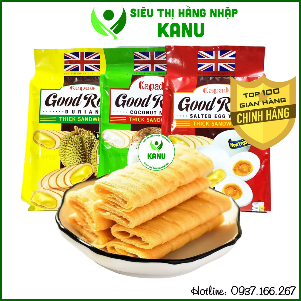[3 vị] Bánh quế cuộn trứng muối, sữa dừa & sầu riêng Kapad Đài Loan 320g, đồ ăn vặt ngon rẻ ...