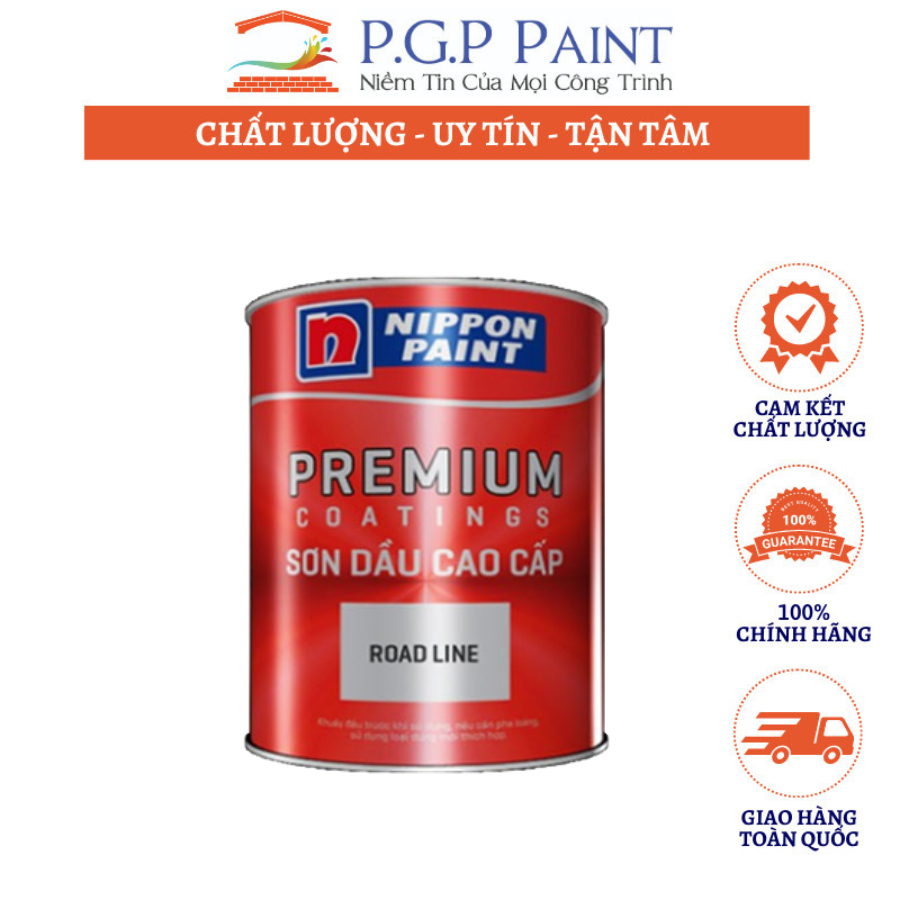 [5L] Sơn Kẻ Vạch Nippon Road Line Không Phản Quang Trắng, Đen, Vàng, Đỏ 5L. | Shopee Việt Nam