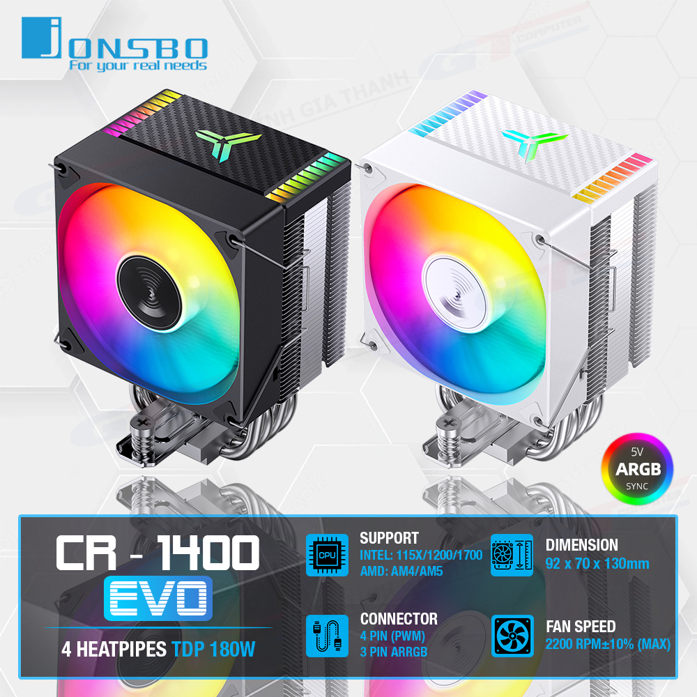 Tản Nhiệt CPU Jonsbo CR1400 EVO ARGB / AUTO LED - Hỗ Trợ LGA 1700 / AM5 ...