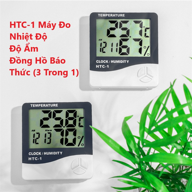 Nhiệt ẩm kế điện tử HTC-1 màn hình LCD, HTC1 HTC01 HTC-01 đo nhiệt độ, độ ẩm, đồng hồ báo thức ...