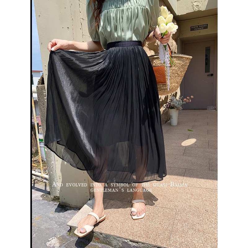 (Có sẵn) Chân váy lụa tơ óng ánh xoè dáng dài 78cm 2 lớp hàng Quảng châu | Shopee Việt Nam