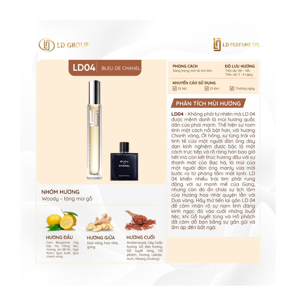 Tinh dầu nước hoa nam BLEU DE CHANEL LD 04 | Shopee Việt Nam