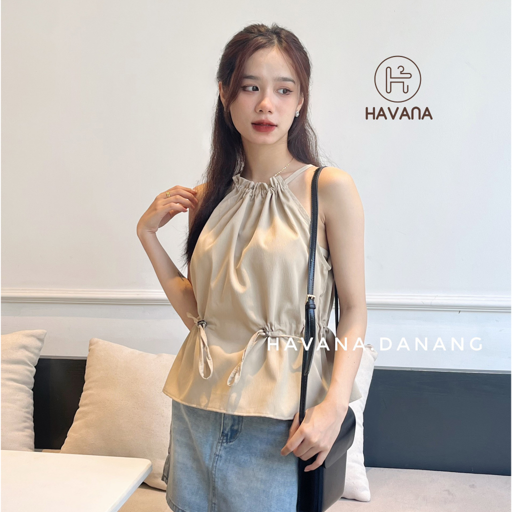 Áo cổ yếm rút dây thắt eo phong cách Hàn Quốc HE236 | Shopee Việt Nam