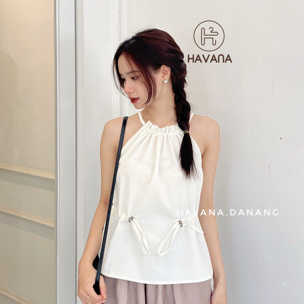 Áo cổ yếm rút dây thắt eo phong cách Hàn Quốc HE236 | Shopee Việt Nam