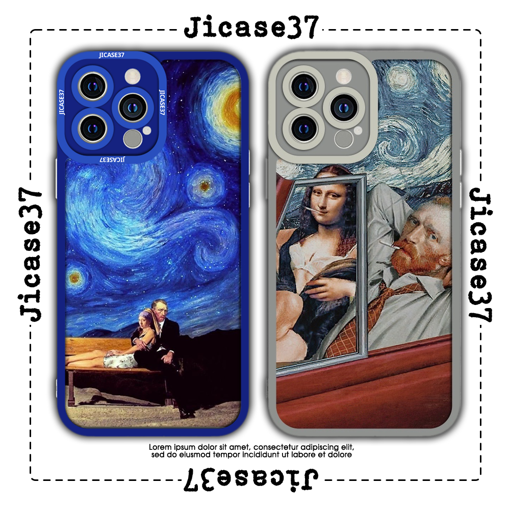 Ốp lưng iphone cạnh vuông JM CASE Vincent Van Gogh Mona Lisa phong cách ...