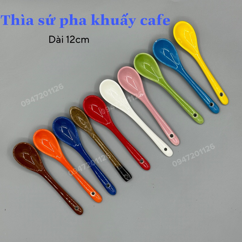 Thìa cafe gốm Bát Tràng - Thìa pha khuấy cafe dài 12cm | Shopee Việt Nam