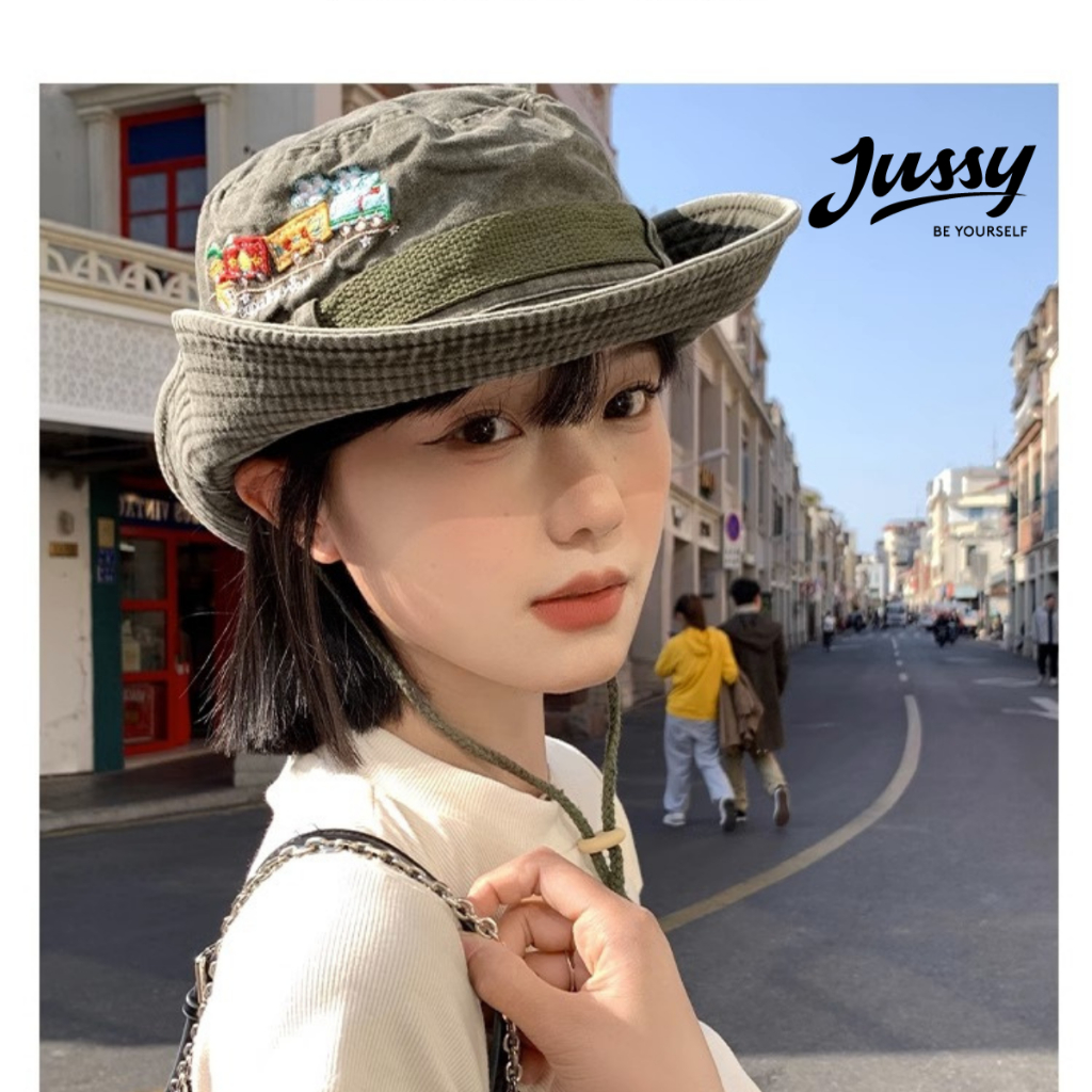 Mũ Bucket Jean Denim Thêu Hình Tàu Hỏa JB14 JussyOfficial Nón Cao Bồi ...