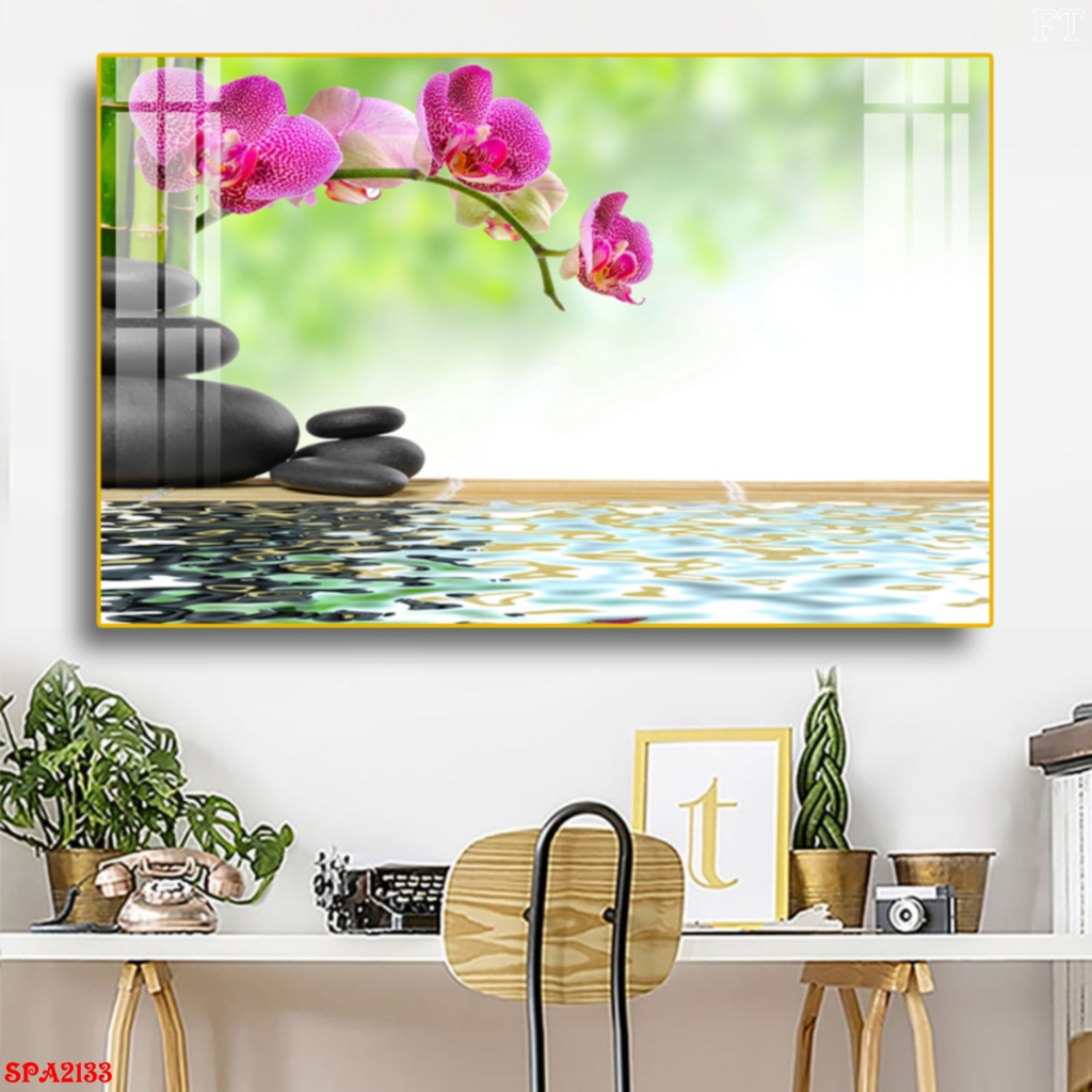 Tranh Treo Tường Tráng Gương Chủ Đề Hoa, Đá, Nến Trang Trí Spa Hiện Đại ...
