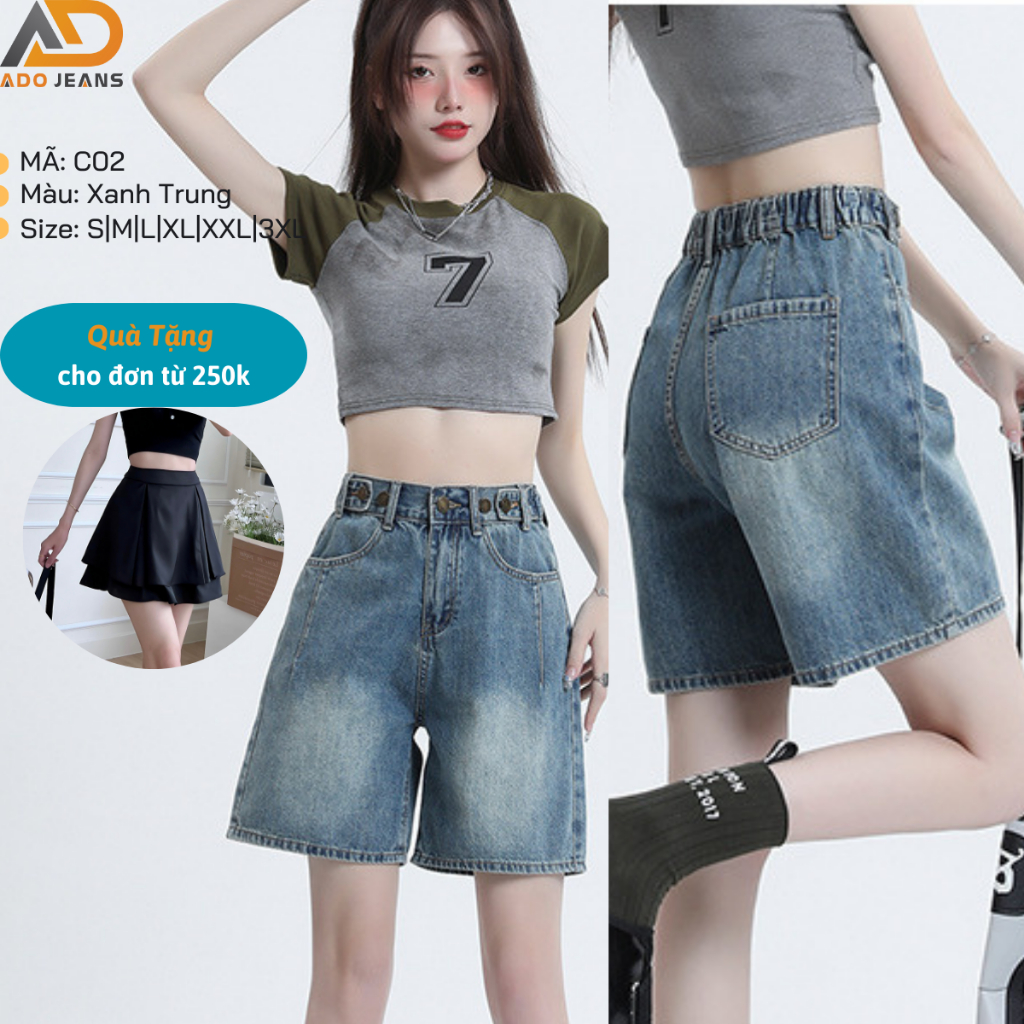 Quần Jean nữ lưng chun co giãn có bigsize 3XL, quần bò lửng lưng thun co giãn phong cách Hàn ...