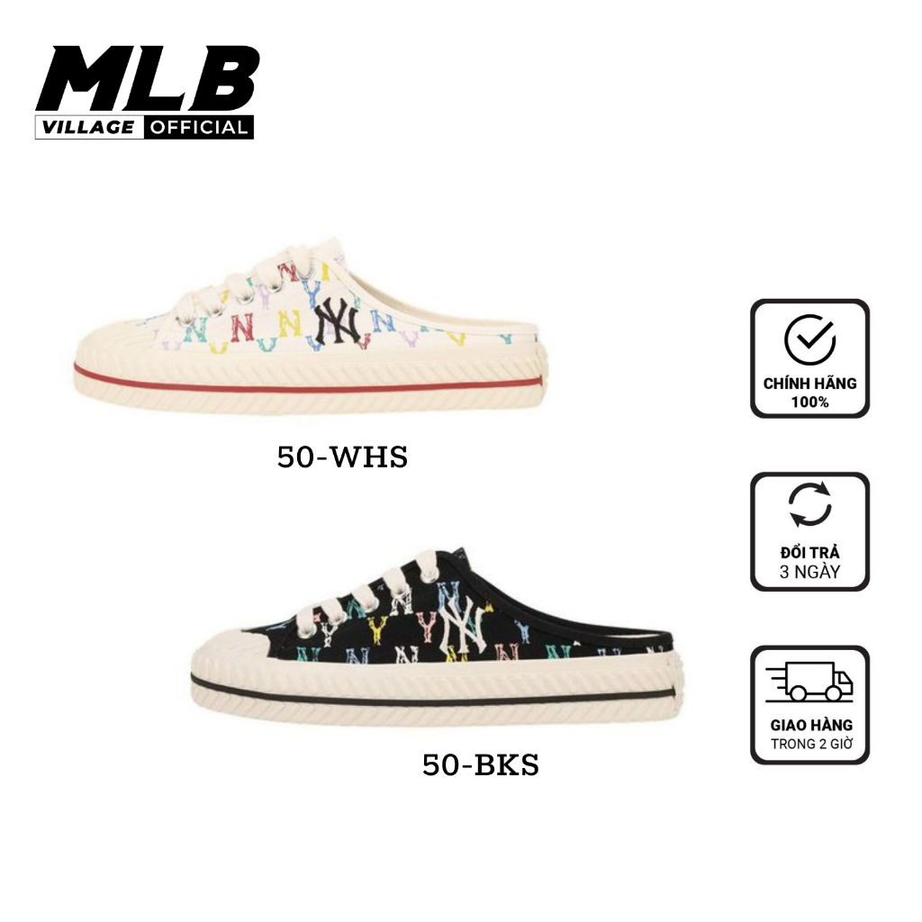Giày MLB PLAYBALL MULE MONOGRAM NEW YORK YANKEES - Giày MLB chính hãng ...