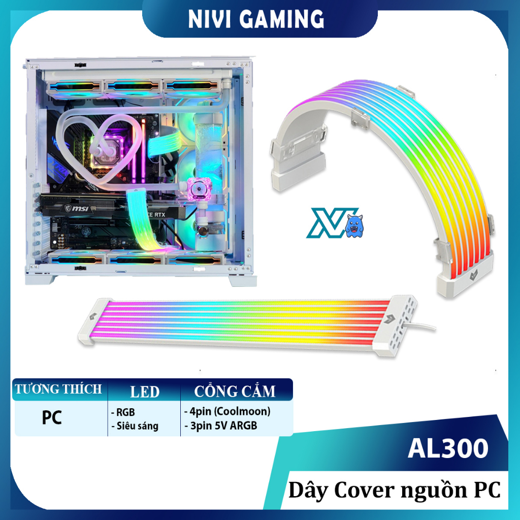 Dây Cover led ARGB AL300 AL200 Trang trí cho cổng nguồn 24pin Mainboard ...