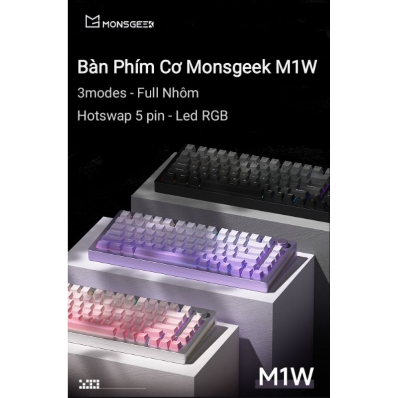 Monsgeek M1W Keyboard - Bàn phím cơ (full Nhôm - 3Modes - Mạch Xuôi ...