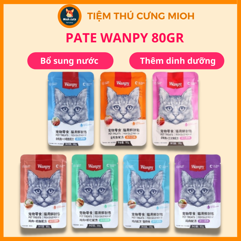 Pate Wanpy cho mèo ham ăn Gói 80gr - Bổ sung nước, dinh dưỡng cho mèo ...
