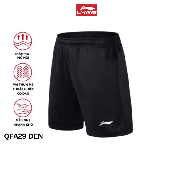 Quần Short Cầu Lông LINING FAVAHI Mã QFA29 Đen Thi Đấu Cho Nam Dùng ...