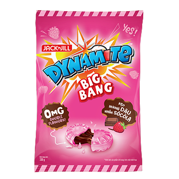 Kẹo The Nhân Dynamite Thái Lan Hương Dâu Nhân Socola Choco-Filled Strawberry Flavored Candy (Gói ...