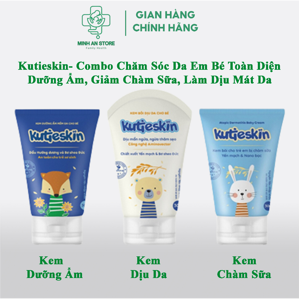 Kuteskin- Combo Kem Kutieskin chăm sóc da em bé toàn diện (Dưỡng Ẩm ...