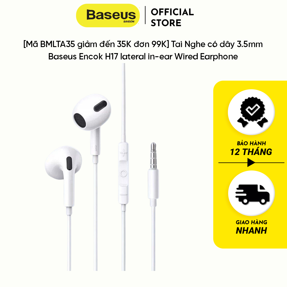Tai Nghe có dây 3.5mm Baseus Encok H17 lateral in-ear Wired Earphone ...