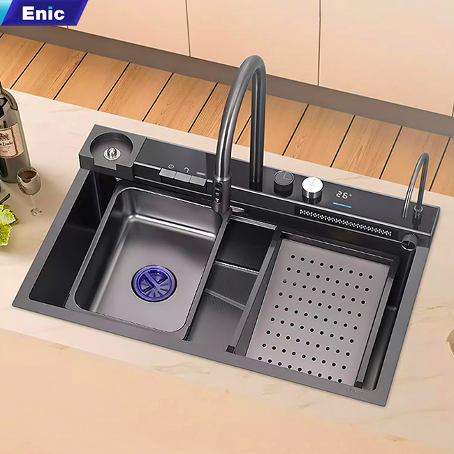 Bồn rửa chén thông minh Enic DK3+DK4 - Chậu rửa inox 1 ngăn lớn, vòi ...