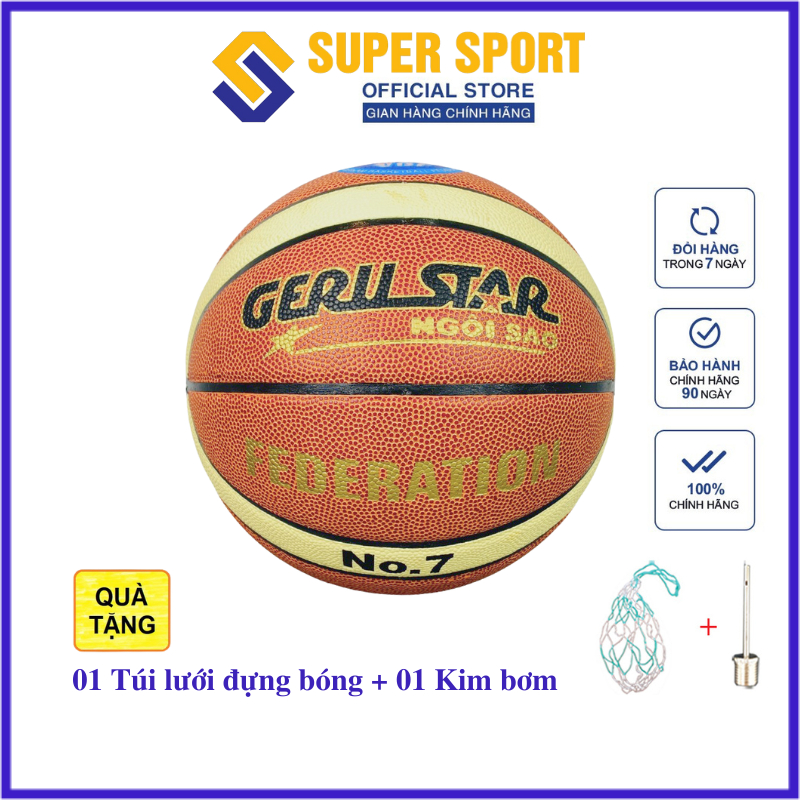Bóng rổ GERU STAR Federation chính hãng số 7, số 6, số 5 tặng túi lưới ...