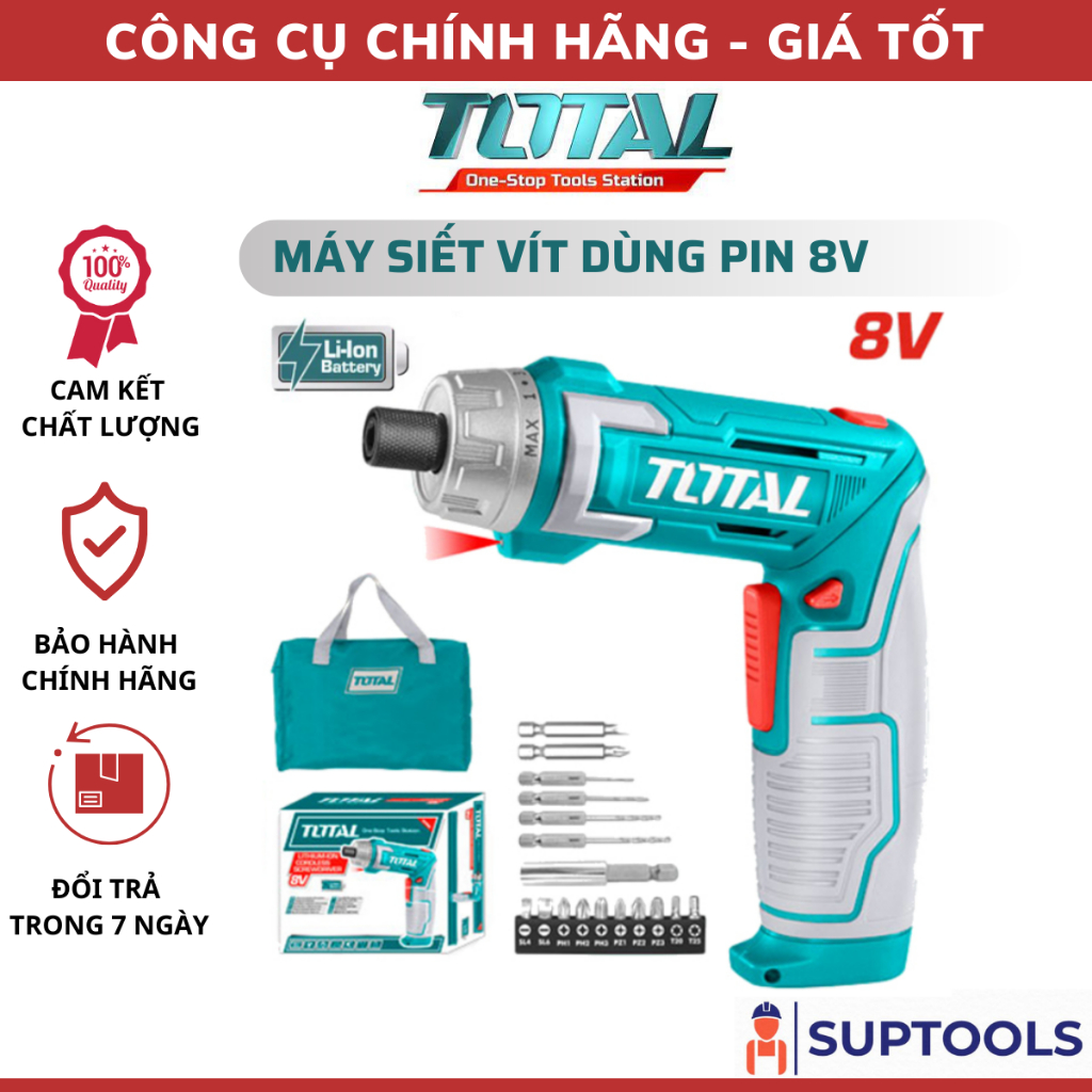 Máy siết vít dùng pin 8V sạc type C TOTAL TSDLI0802 Đèn LED làm việc ...
