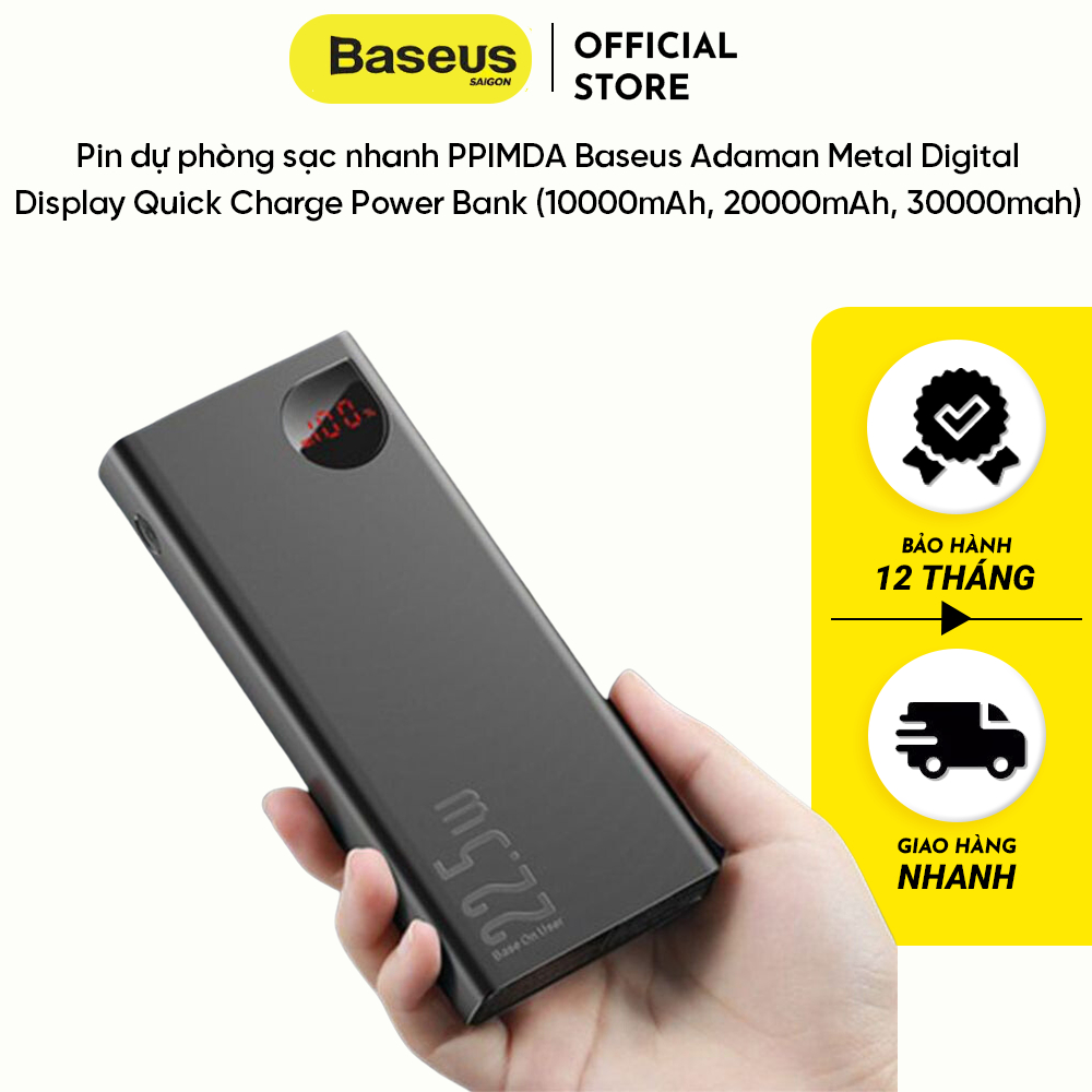 Pin dự phòng sạc nhanh PPIMDA Baseus Adaman Metal Digital Display Quick Charge Power Bank ...