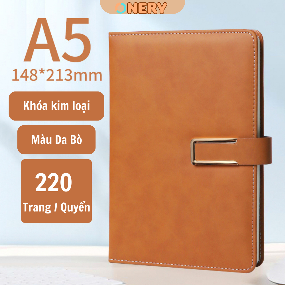 Sổ Da Cao Cấp -A5 -Khóa Kim Loại- 220 Trang ONERY | Shopee Việt Nam