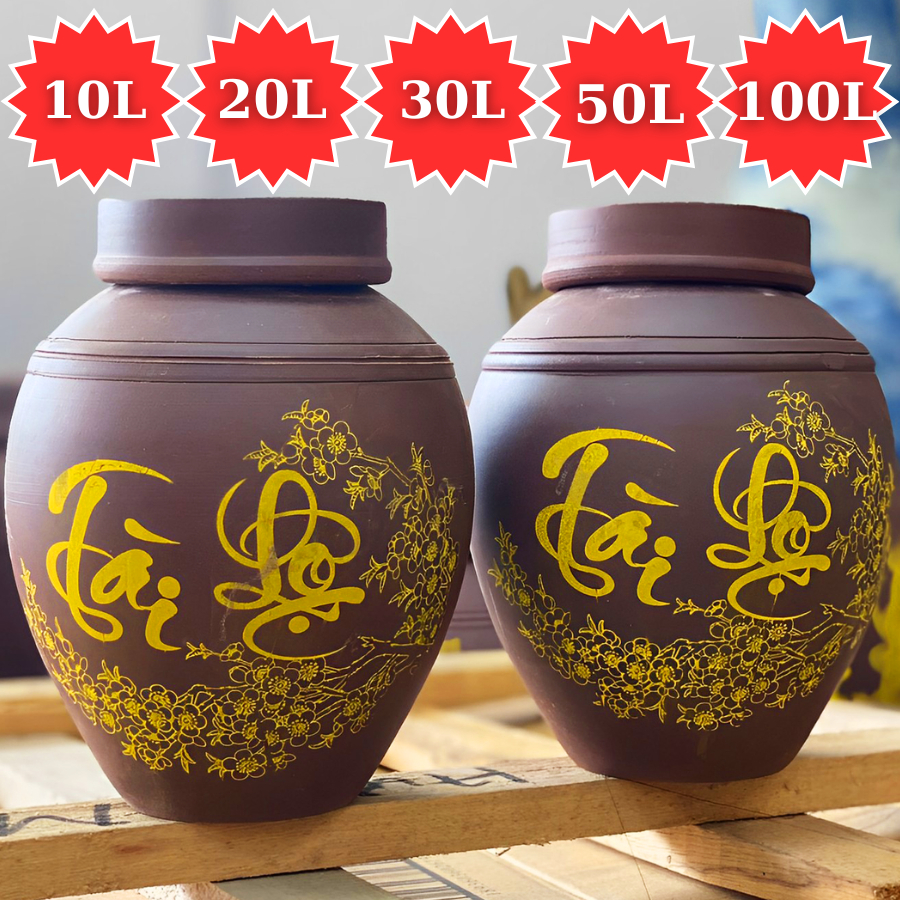 Chum Sành Ngâm Rượu 10L, 20L, 30L, 50L, 70L, 100L Bát Tràng Đẹp, Hủ Đựng Rượu/Nước/Gạo 10L Tài ...
