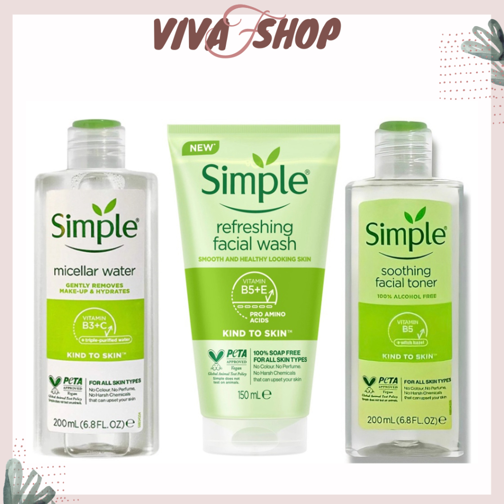 Tẩy trang Simple 200ml Sữa rửa mặt Simple 150ml Nước hoa hồng Simple 200ml | Shopee Việt Nam
