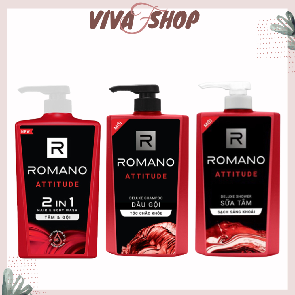 Chai tắm gội ROMANO Đỏ Attitude 2in1 180g/650g / Dầu gội nam thơm sạch ...