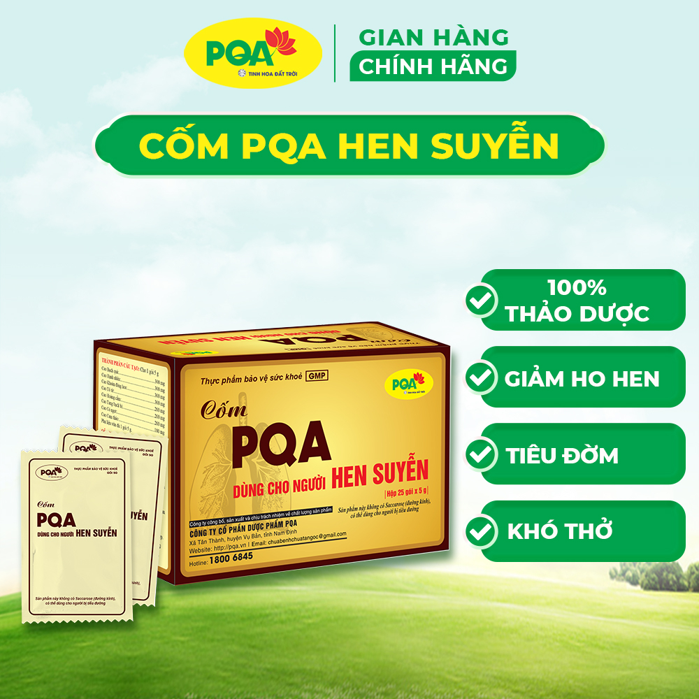 PQA Cốm Hen Suyễn Hộp 25 Gói Dùng Cho Người Hen Suyễn, Hen Phế Quản ...