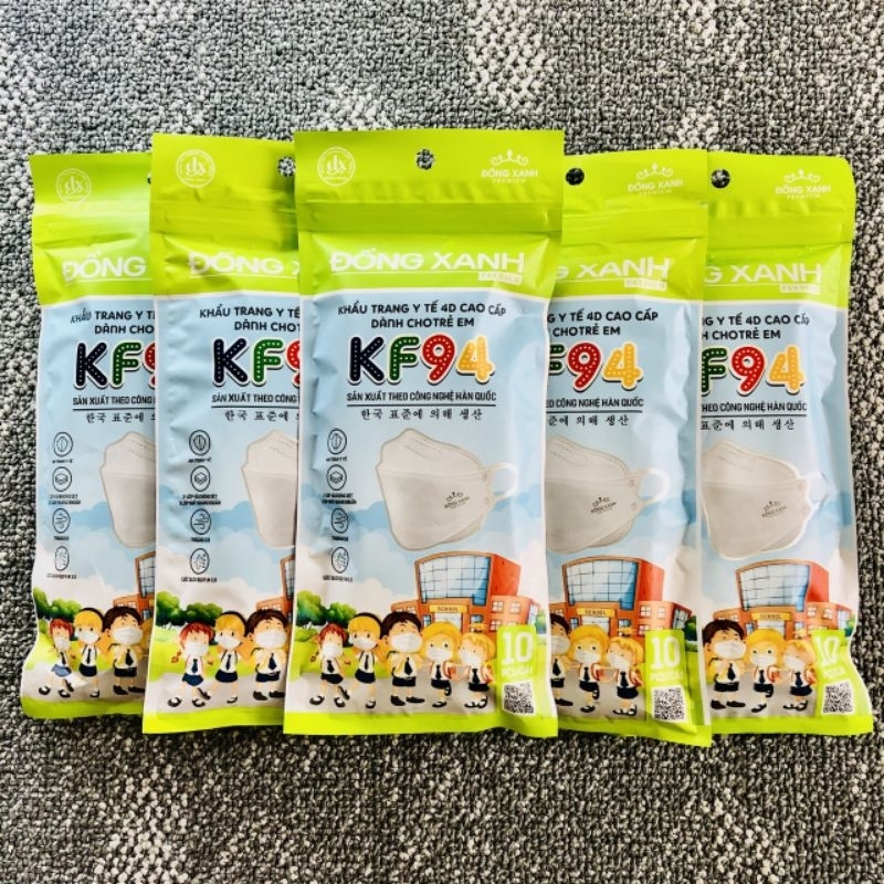 [THÙNG] KHẨU TRANG KF94 KHÁNG KHUẨN TRẺ EM (10 CÁI/TÚI) - ĐỒNG XANH PREMIUM - 30 TÚI/THÙNG ...