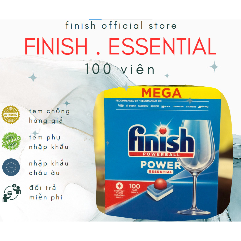 Viên Rửa Chén Bát Finish Essential - Hộp 52/100 viên siêu tiết kiệm - 6 ...